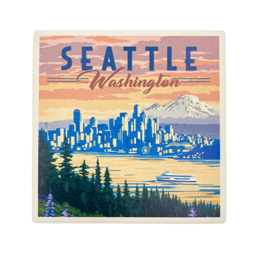 Seattle Sunset Ceramic Coaster | Argosy Cruises